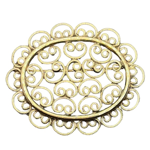 Winard | Jewelry | Vintage 4 Winard 2k Gf Oval Filigree Scroll Brooch ...